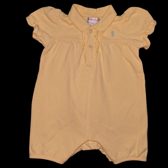 Ralph Lauren | One Pieces | Ralph Lauren Yellow Baby Romper With ...